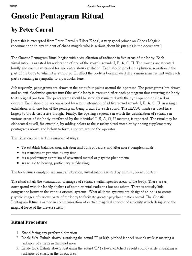 Gnostic Pentagram Ritual | PDF