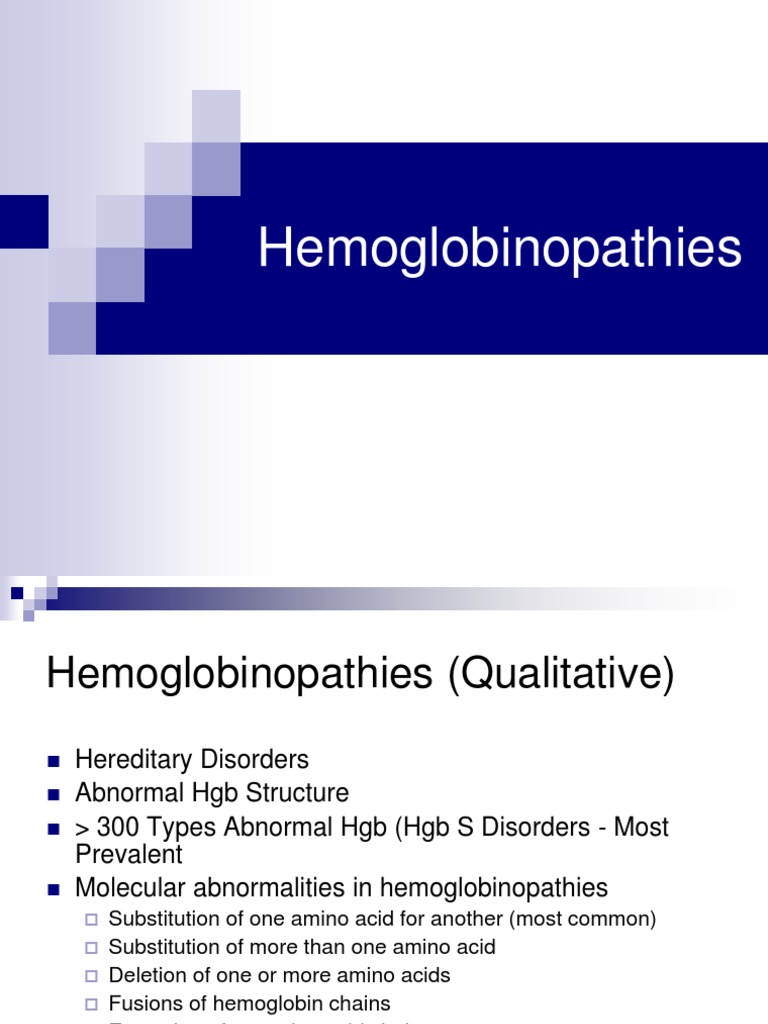 Hemoglobinopathies Overview | PDF | Hemoglobin | Sickle Cell Disease