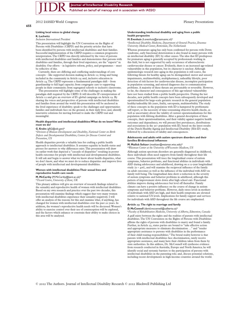 Journal of Disability | PDF | Disability | Intellectual Disability