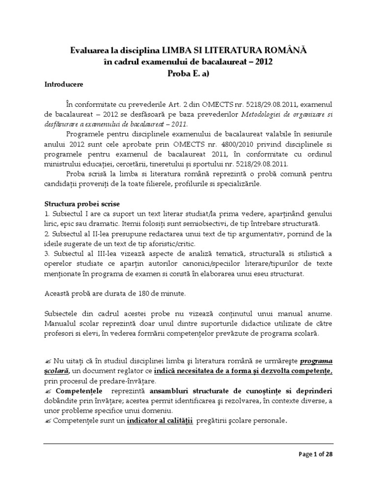 Romana Bac Teorie | PDF