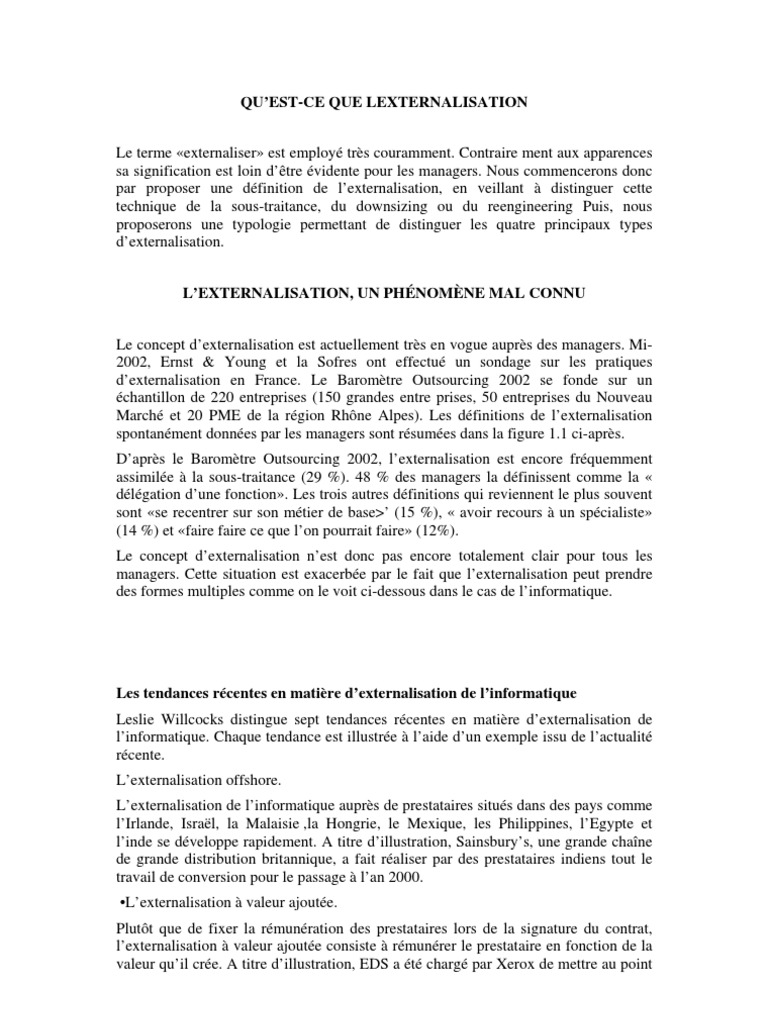 Externalisation | PDF | Sous-traitance | Microsoft