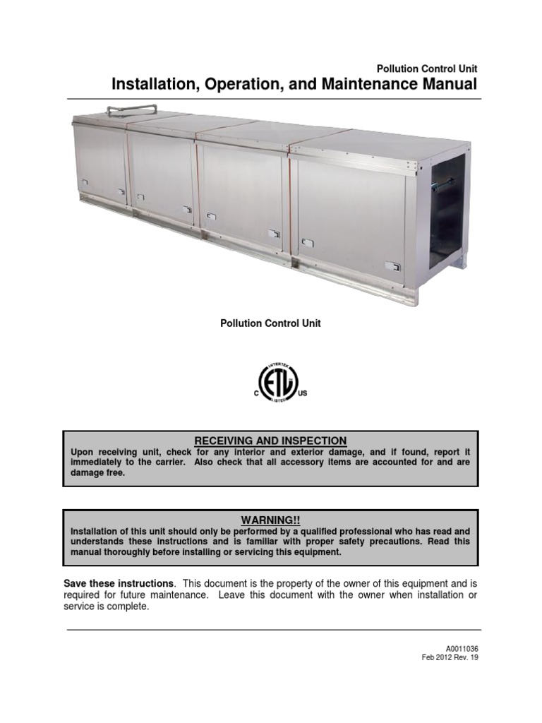 Pcu O&im | PDF | Duct (Flow) | Mechanical Fan