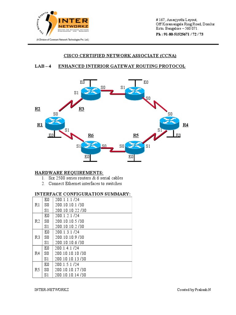 Ccna Lab 4 Eigrp | PDF | Technology & Engineering