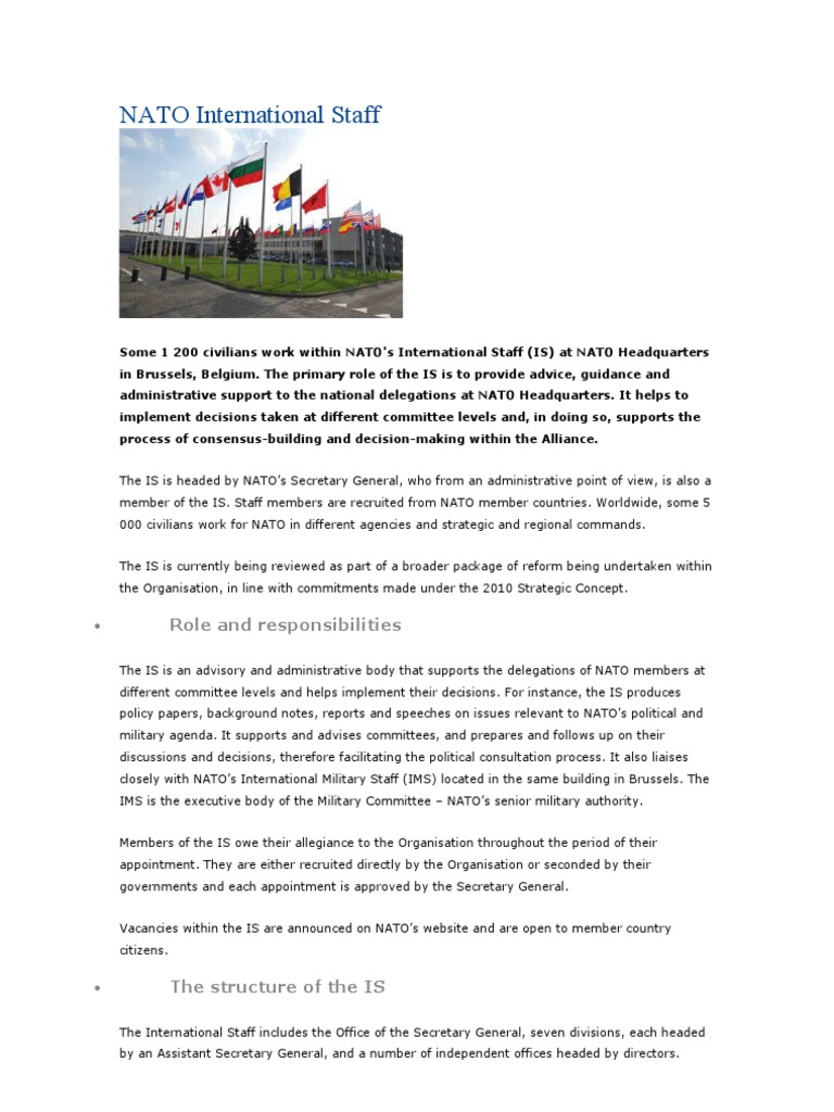 NATO International Staff Overview | PDF | Nato | Foreign Policy