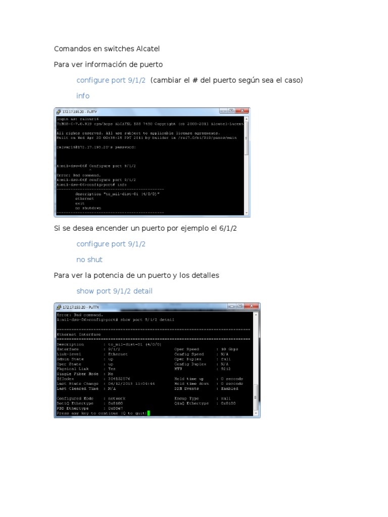 Comandos en Switches Alcatel | PDF