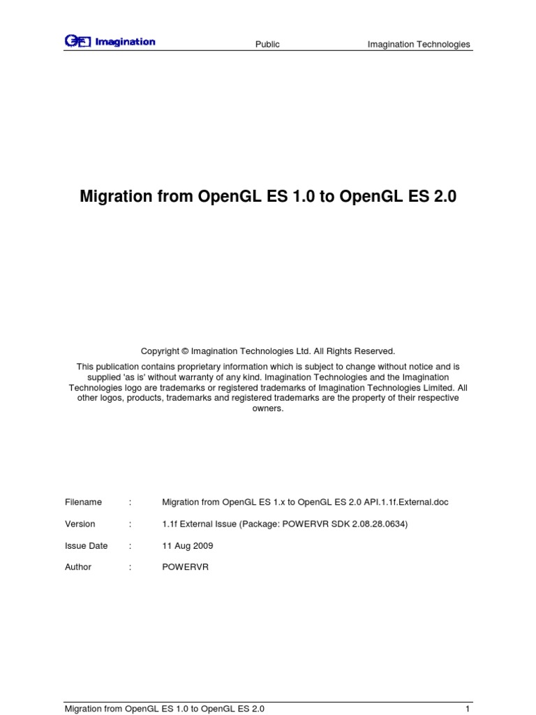 Migration From Opengl Es 1x To Opengl Es 20 Api11fexternal Pdf Shader Trigonometric 