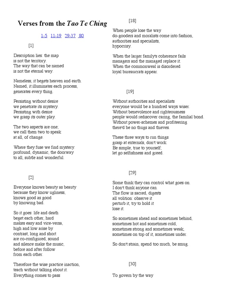 Verses From The Tao Te Ching | PDF