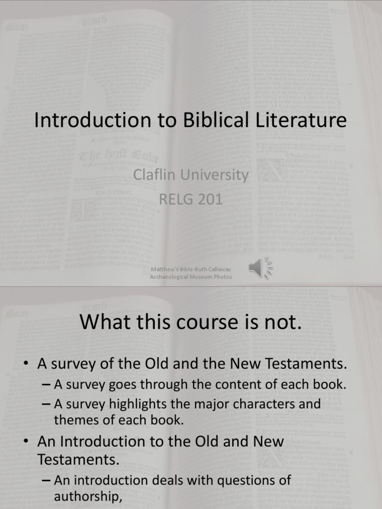 Introduction To The Course On Biblical Literature | Download Free PDF ...