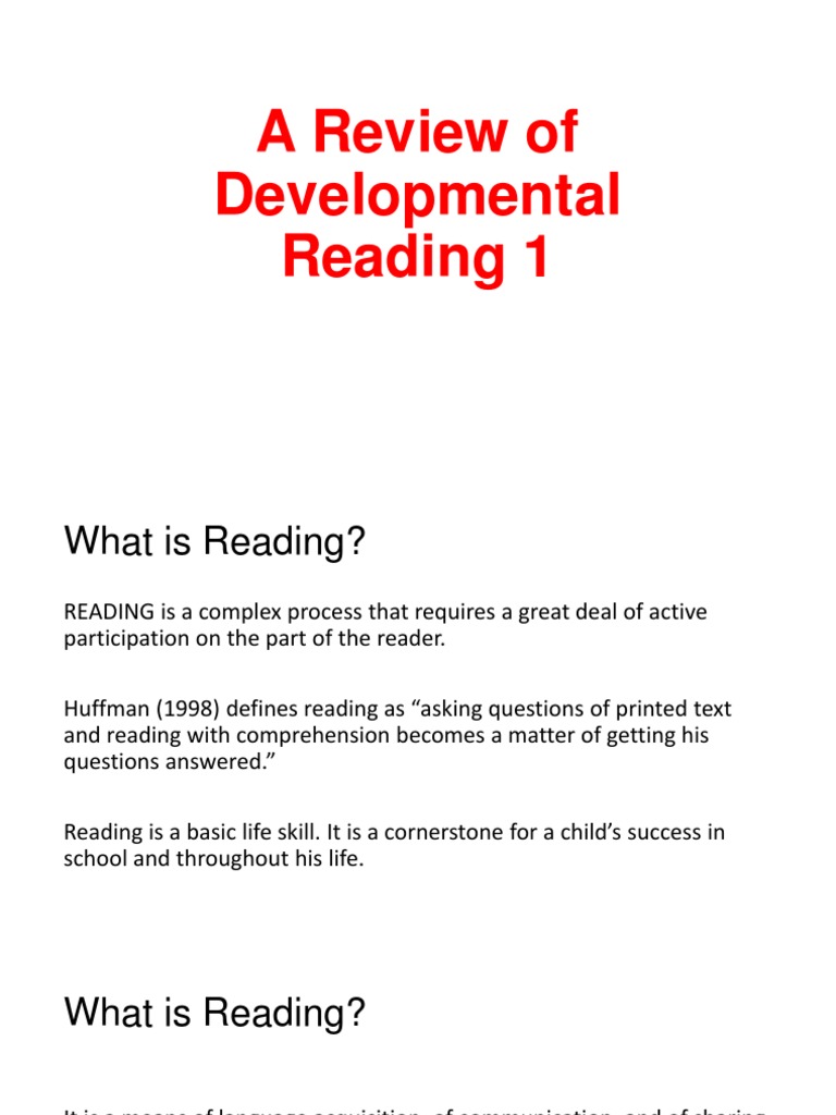 Developmental Reading | PDF | Reading Comprehension | Reading (Process)