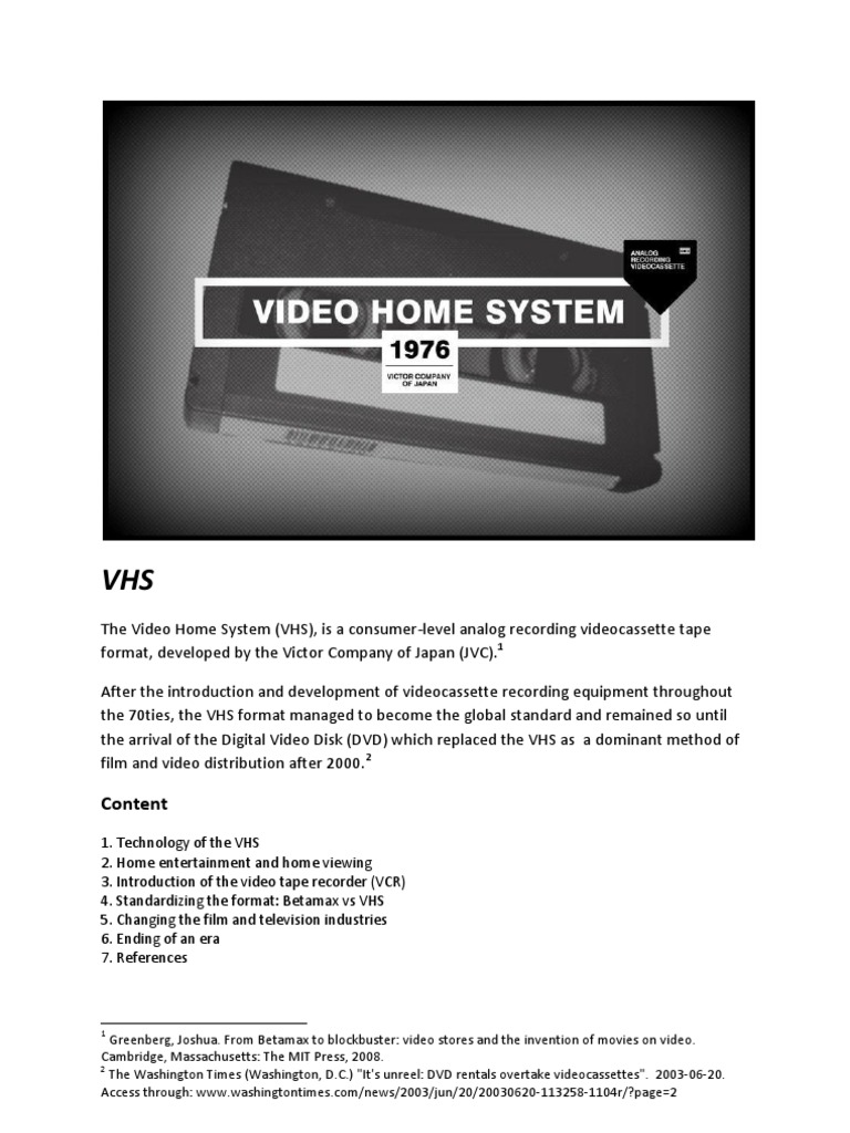VHS | PDF | Videotape | Videocassette Recorder