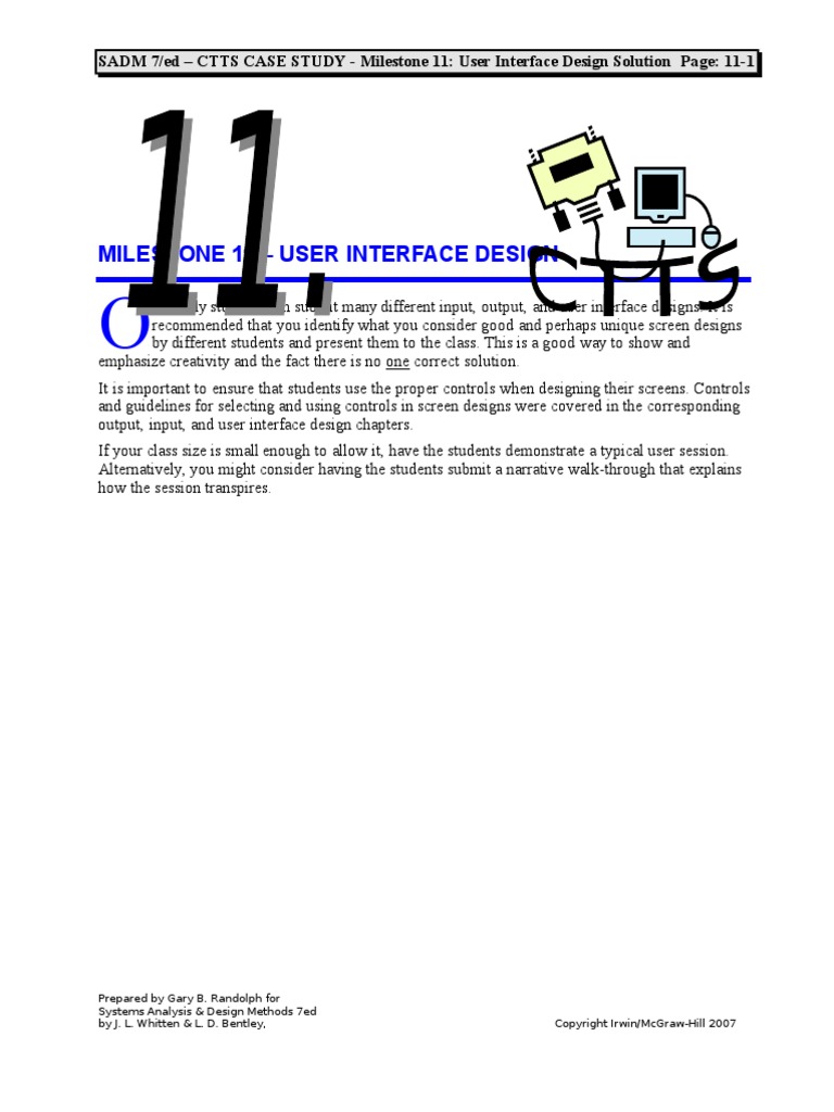 Case Study CTTS - Milestone 11 User Interface Design Solution | PDF