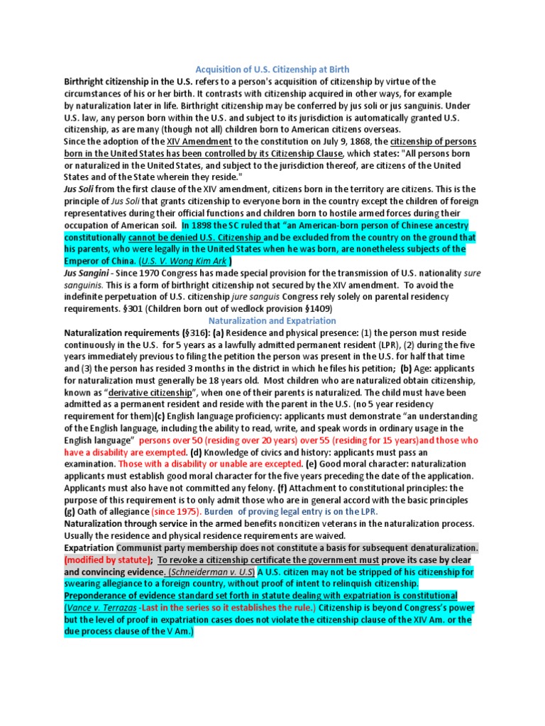 Outline For "Immigration and Citizenship Law" | PDF | Aggravated Felony ...