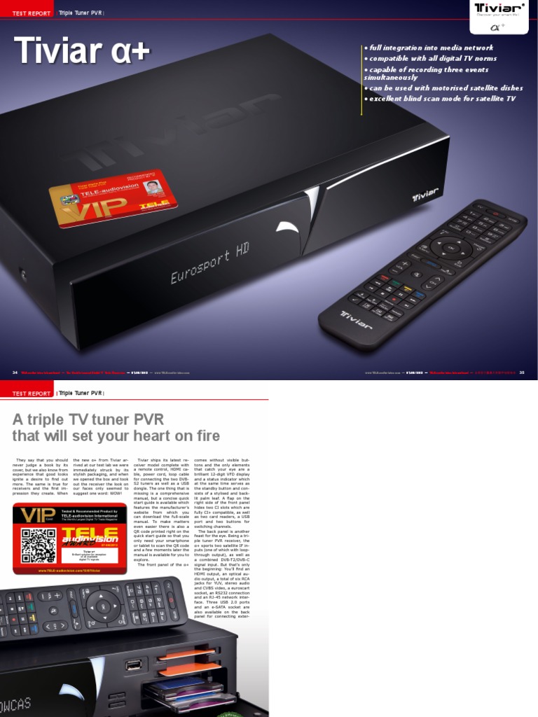 Tiviar α+ Triple Tuner PVR Review | PDF