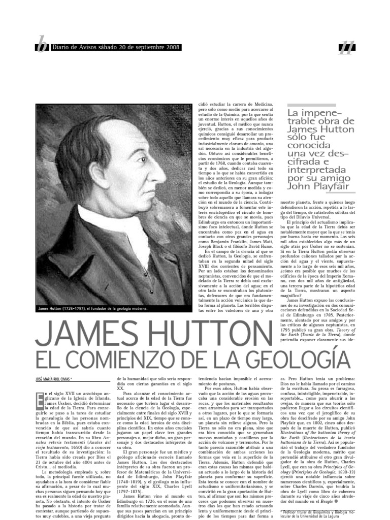James Hutton: Fundador de la Geología | PDF | Geología | Science