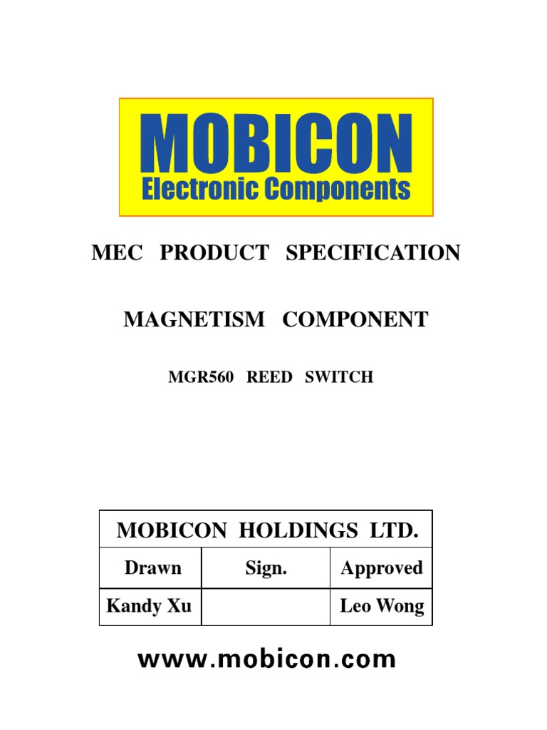 Datasheet Reed Switch | PDF | Switch | Specification (Technical Standard)