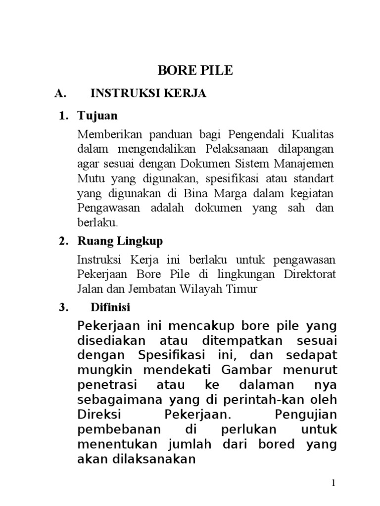 SOP 7.6A. Bored Pile A6 | PDF