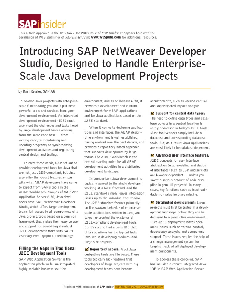 SAP NetWeaver Developer Studio Overview | PDF | Java Platform | Java ...