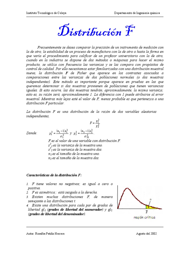 Distribucion f de Fisher | Diferencia | Medición