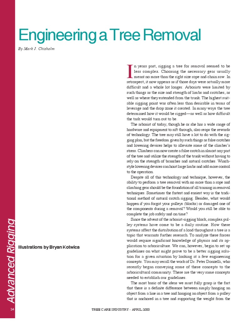 Engineering A Tree Removal: by Mark J. Chisholm | PDF | Rope | Force