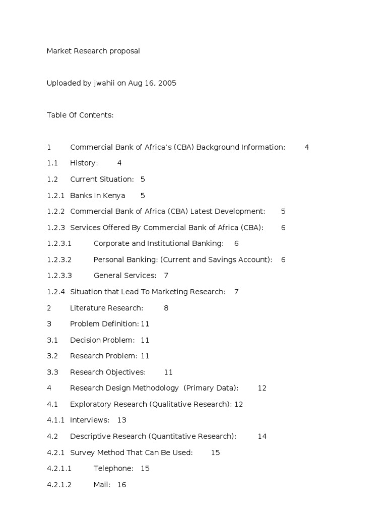 Market Research Proposal | PDF | Level Of Measurement | Questionnaire