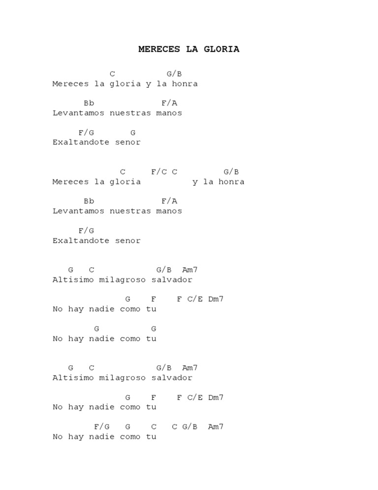 Mereces La Gloria Acordes | PDF