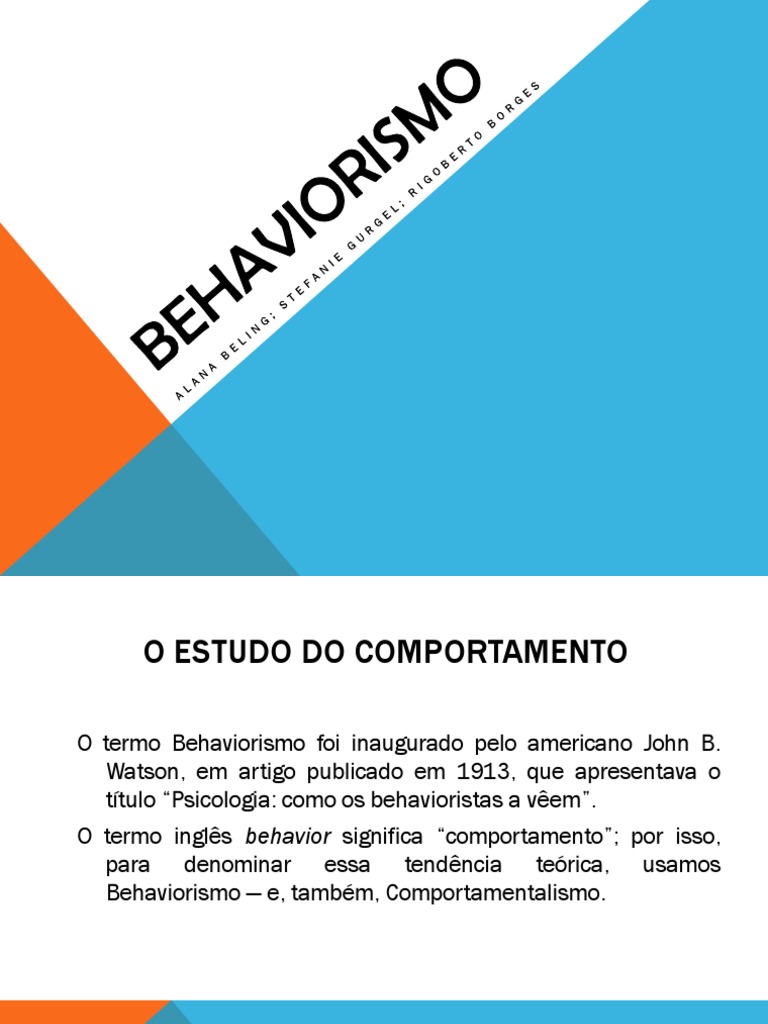 Uma Introdução à História do Comportamentalismo: das Origens com Pavlov ...