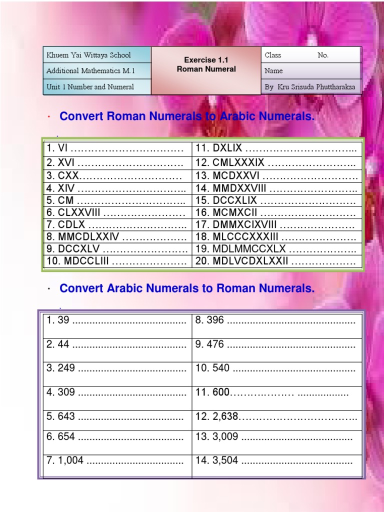 Convert Roman Numerals To Arabic Numerals | PDF