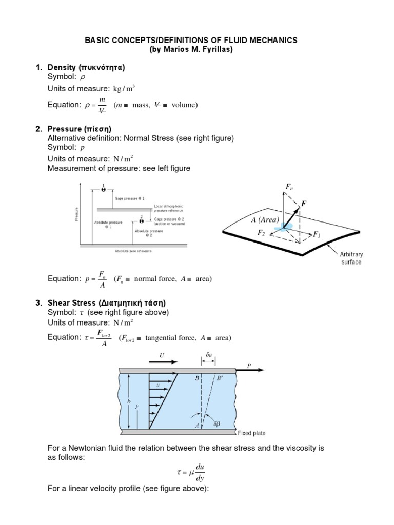 Basic fluid mechanics concepts and definitions | PDF | Buoyancy | Fluid ...
