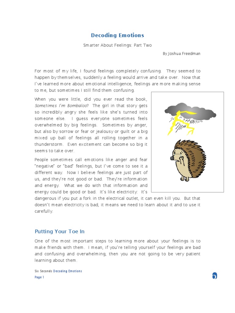 Decoding Emotions: Sometimes I'm Bombaloo? The Girl in That Story Gets | PDF | Anger | Emotions