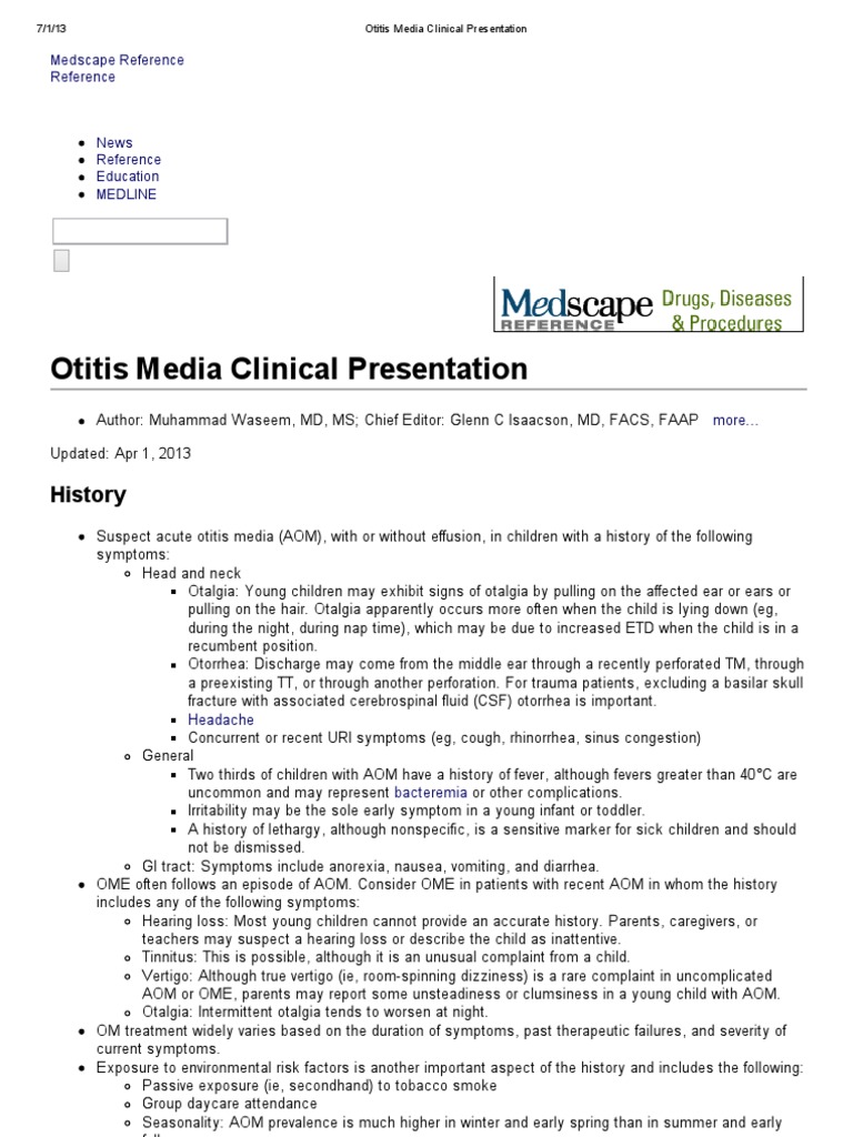 Otitis Media Clinical Presentation | PDF | Allergy | Pneumonia
