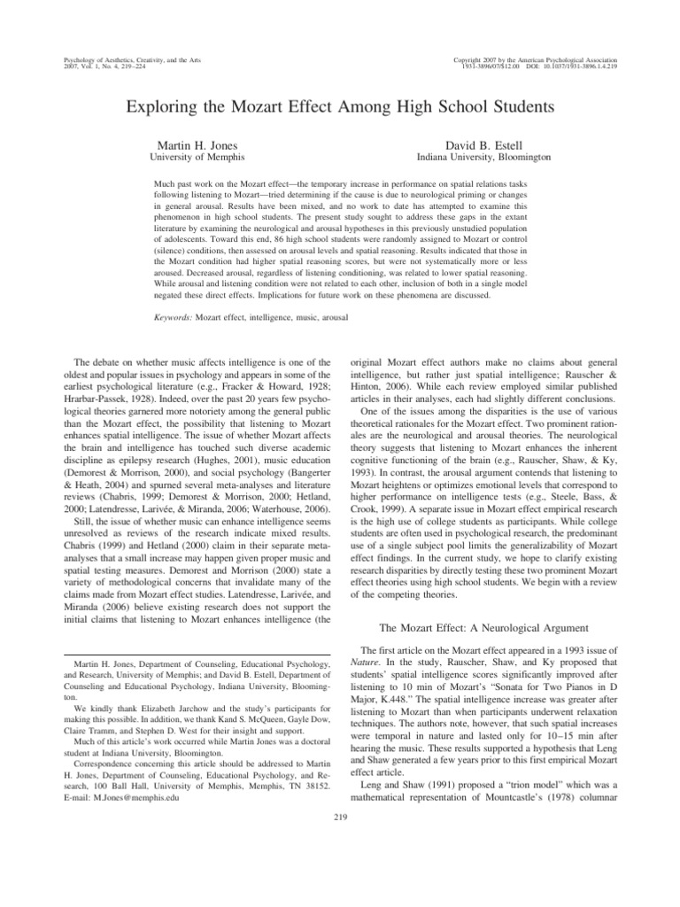 Exploring The Mozart Effect | PDF | Sexual Arousal | Wolfgang Amadeus ...