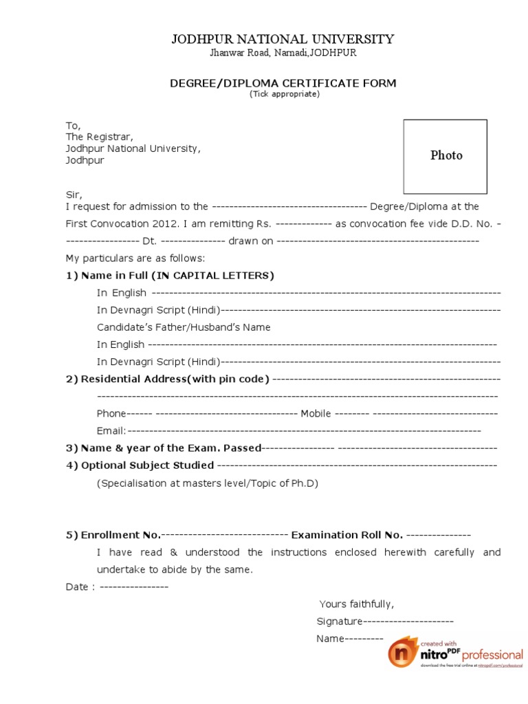 Degree & Diploma Form | PDF