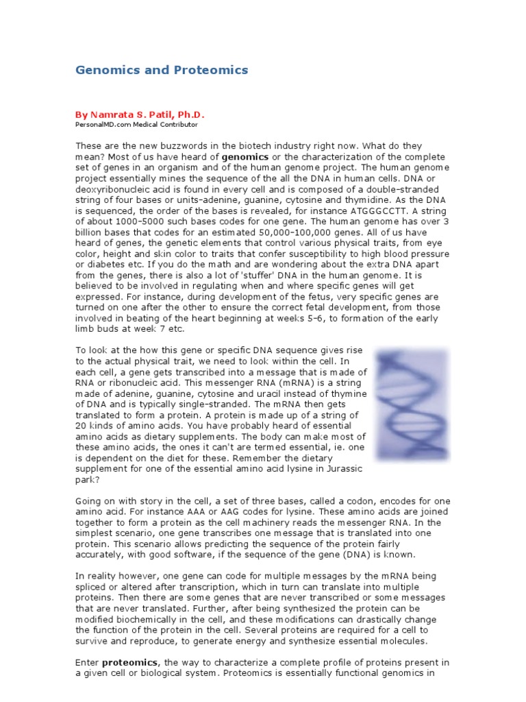 Genomics vs Proteomics - DNA vs Proteins | PDF | Gene | Proteins