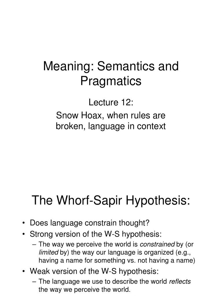 Pragmatics and Semantics in Language | PDF | Epistemology | Style (Fiction)