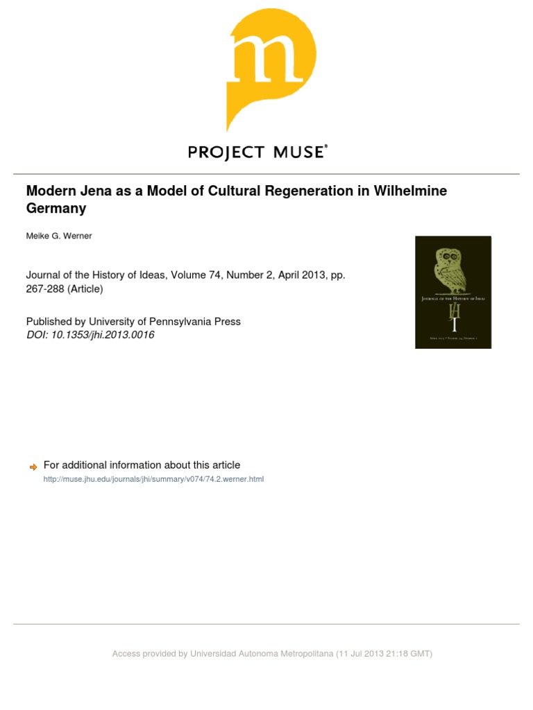 Meike G. Werner - Modern Jena As A Model of Cultural Regeneration in ...