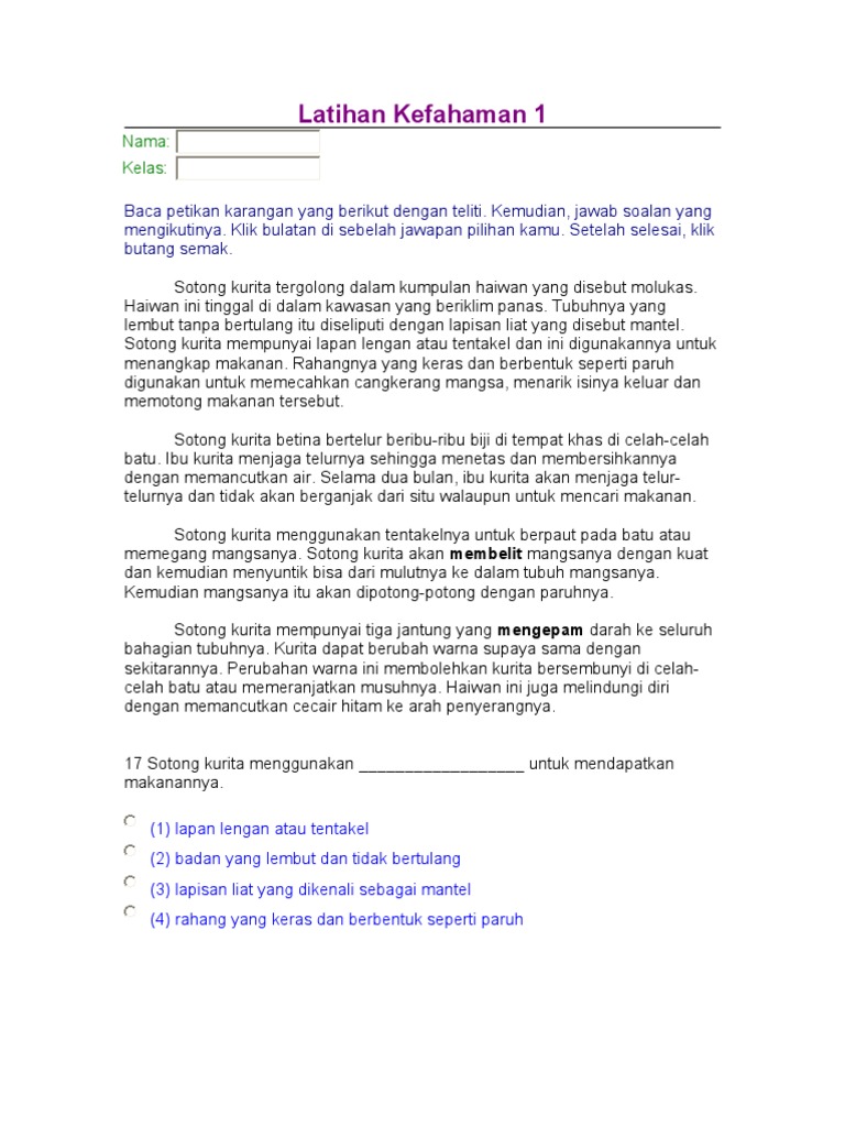 Latihan Kefahaman 4 | PDF