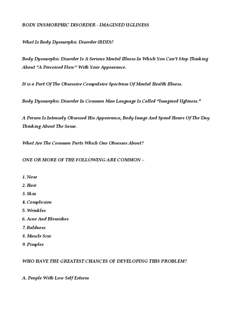Body Dysmorphic Disorder | PDF | Applied Psychology | Psychopathology