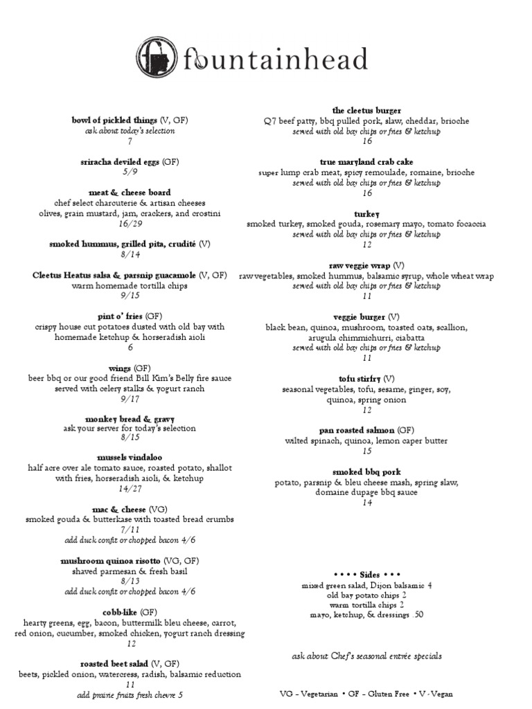 Main Floor Dining Menu | PDF | Hamburgers | French Fries