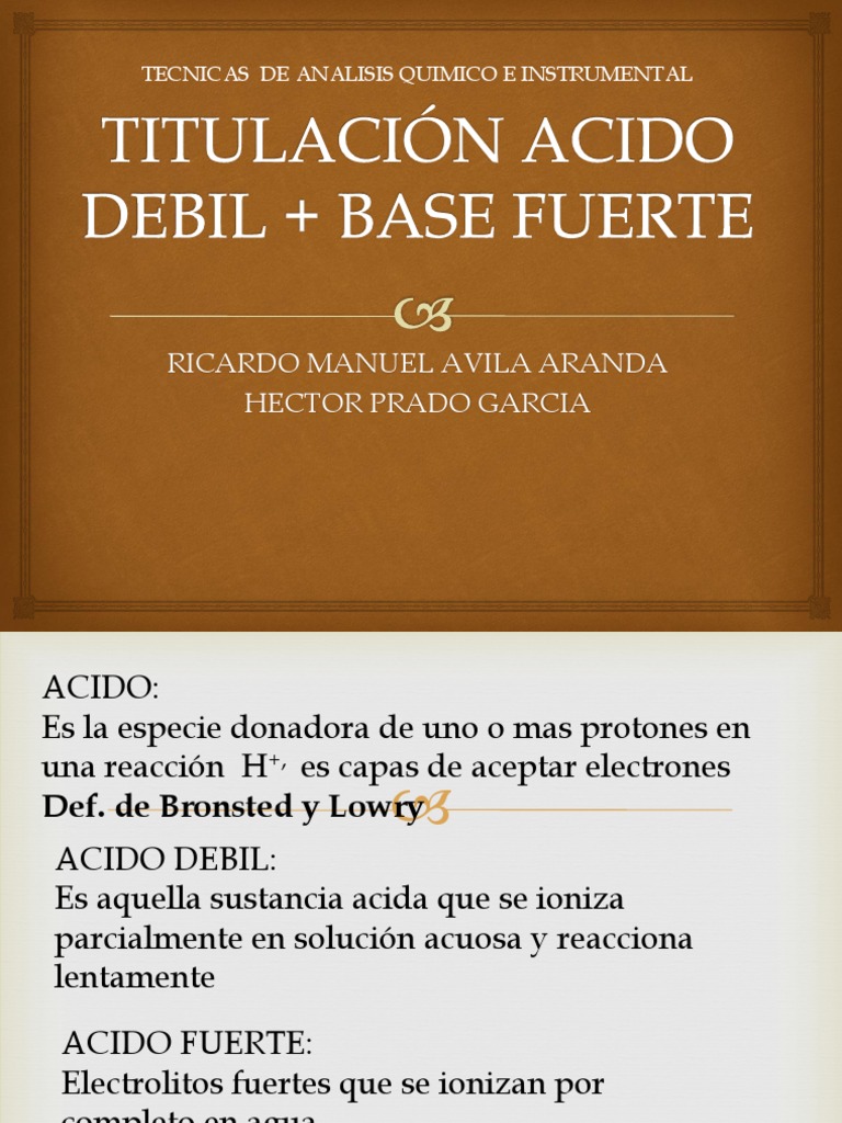 Acido Debil Base Fuerte | PDF | Ácido | Hidrólisis