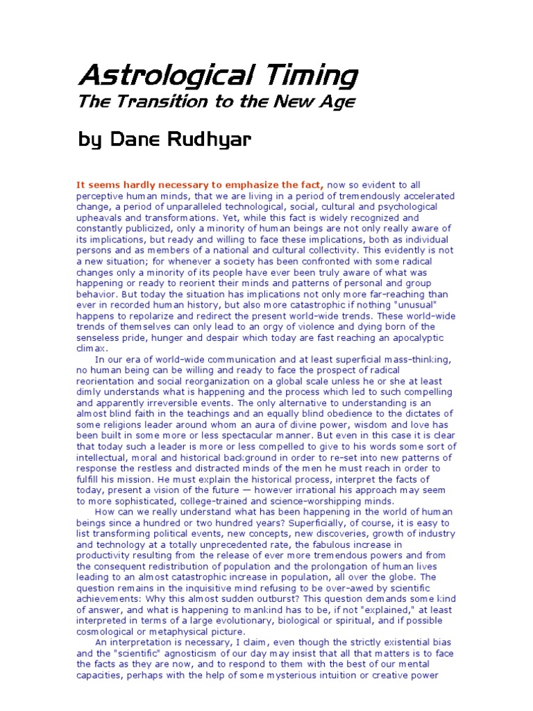 Dane Rudhyar - Astrological Timing | PDF | Planets | Time