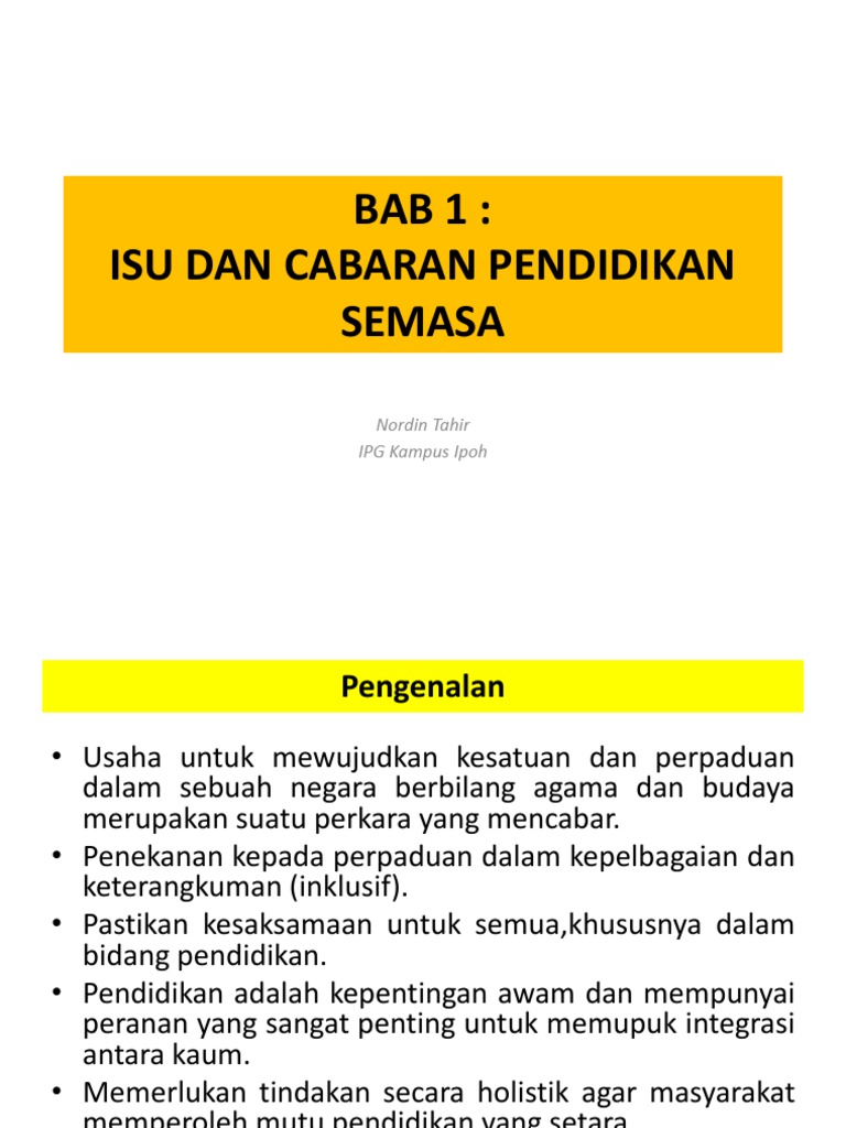 Bab 1 - Isu Dan Cabaran Pendidikan Semasa | PDF