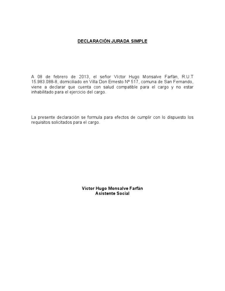 Ejemplo Dede Clara C I On Jura Da Simple | PDF