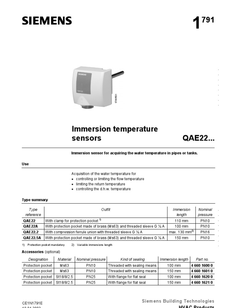 Immersion Temperature Sensors | Relative Humidity | Pipe (Fluid Conveyance)