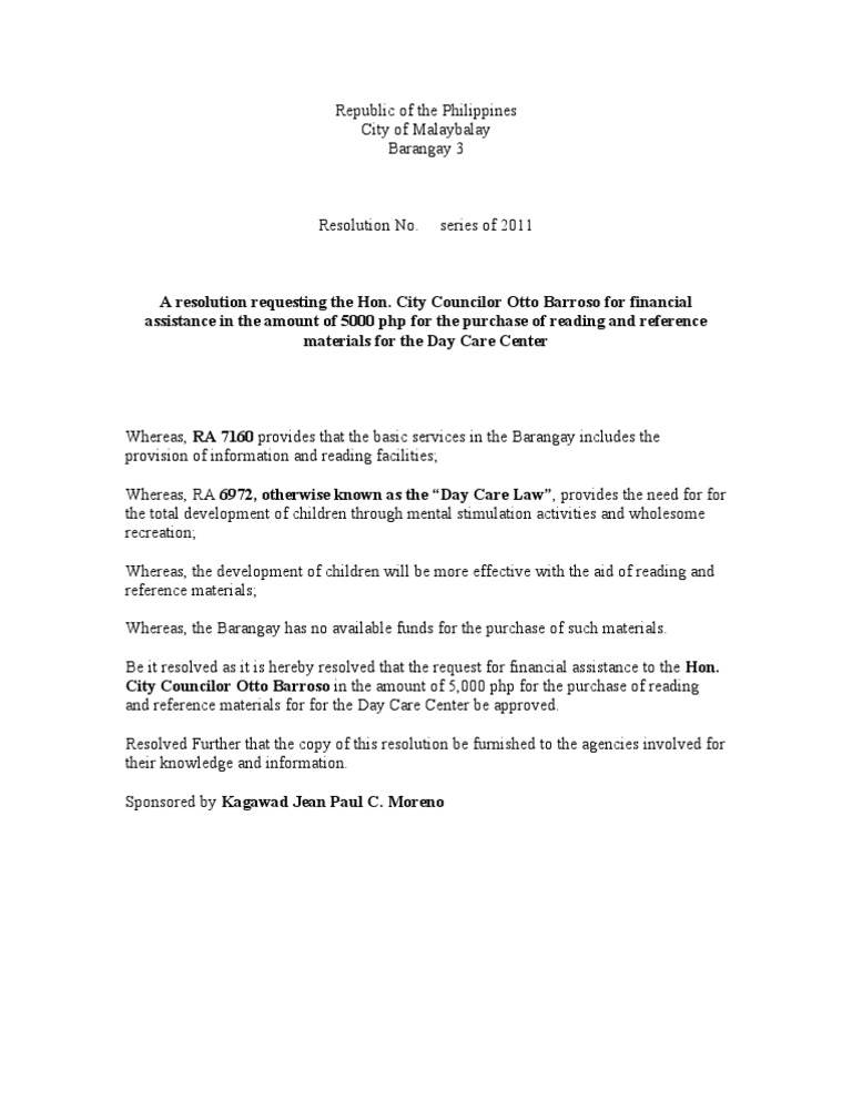 Sample Resolution Resolution Day Care | PDF