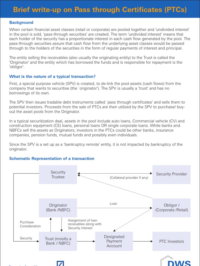 Brief Write-Up On Pass Through Certificates (PTCS) : Background | PDF ...