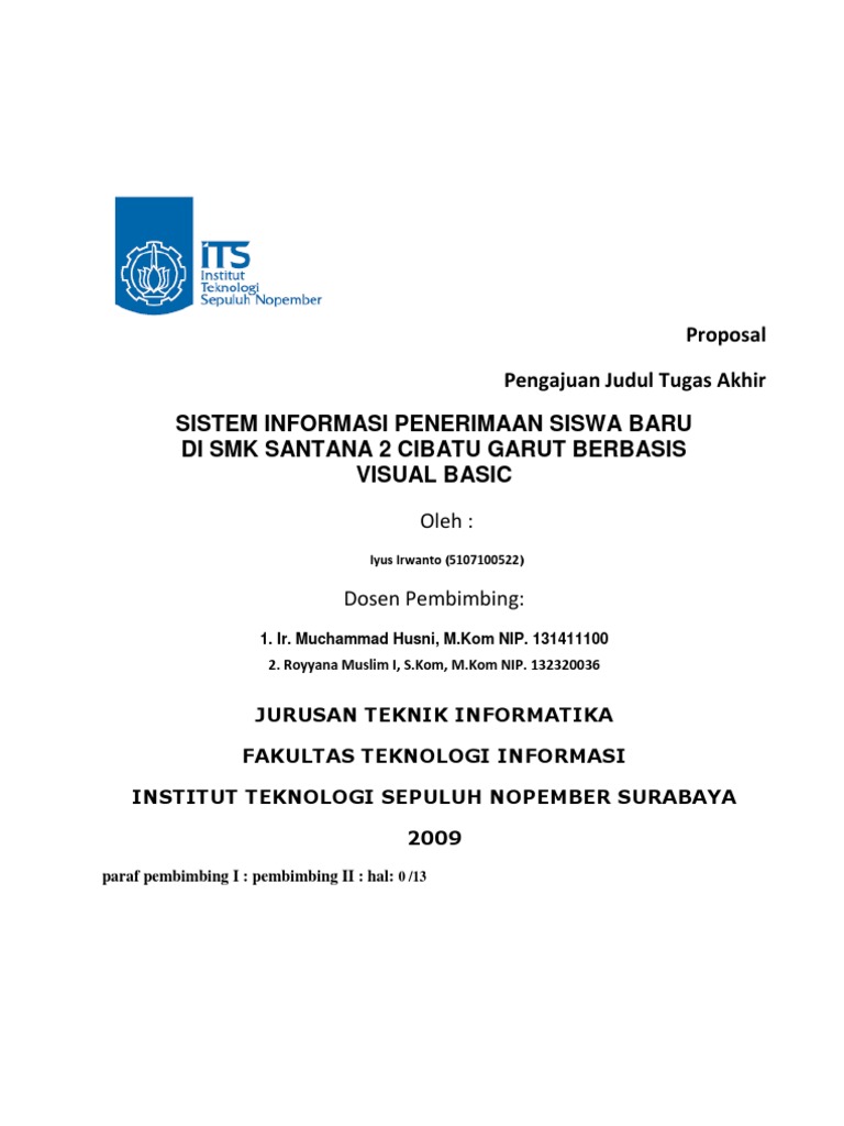Contoh Proposal Pengajuan Judul Tugas Akhir | PDF