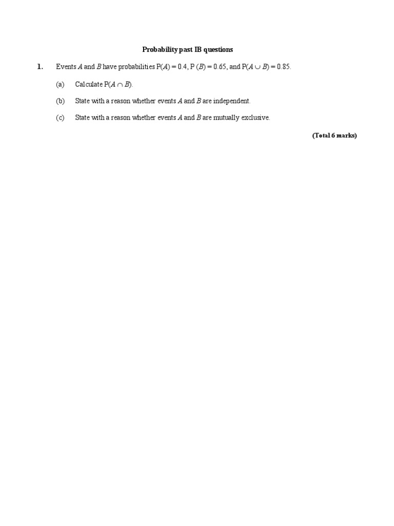 2012 Probability Past IB Questions | PDF | Saxophone | Prime Number