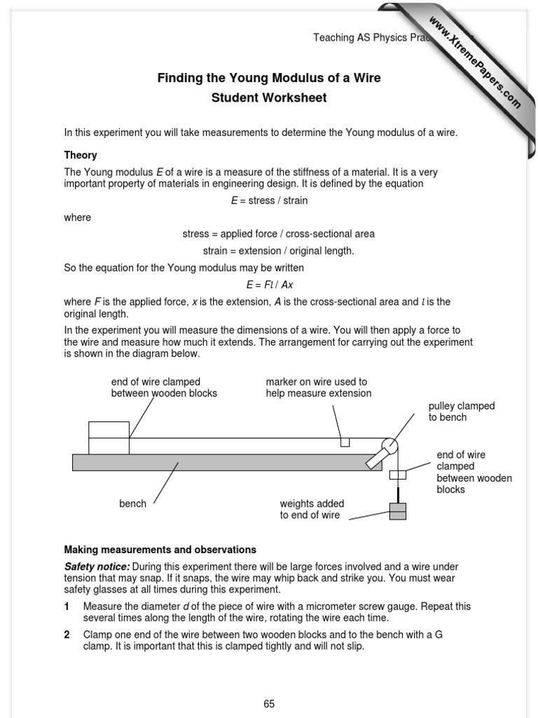Finding The Young Modulus of A Wire Student Worksheet: Theory | PDF ...