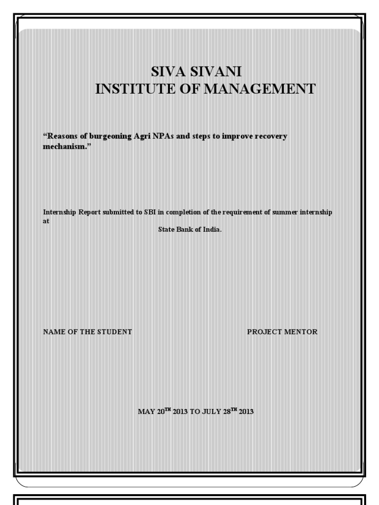 Sbi Project Report | PDF | Reserve Bank Of India | Banks