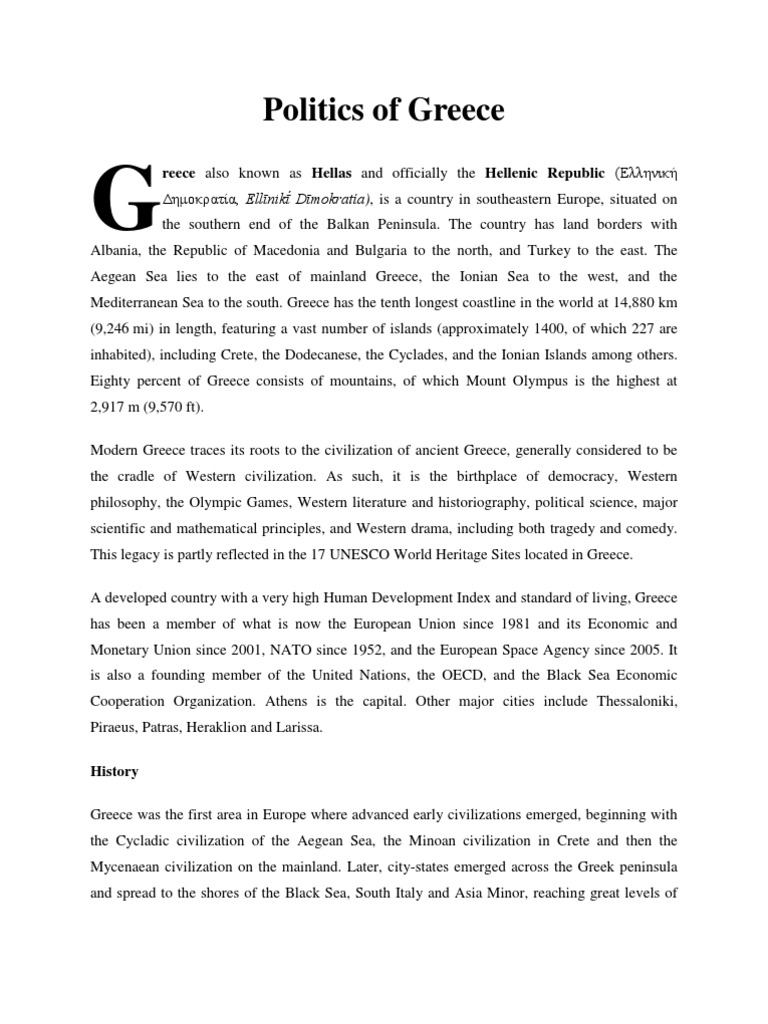 Politics of Greece | PDF | Greece | Government